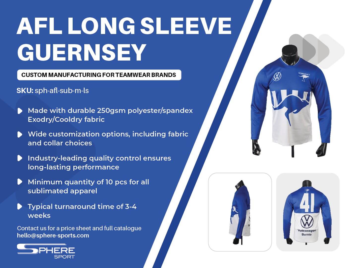 Men's AFL Long Sleeve Jersey | Customizable Teamwear Design